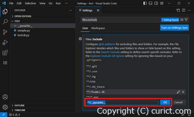 Visual Studio Code - Hide __pycache__